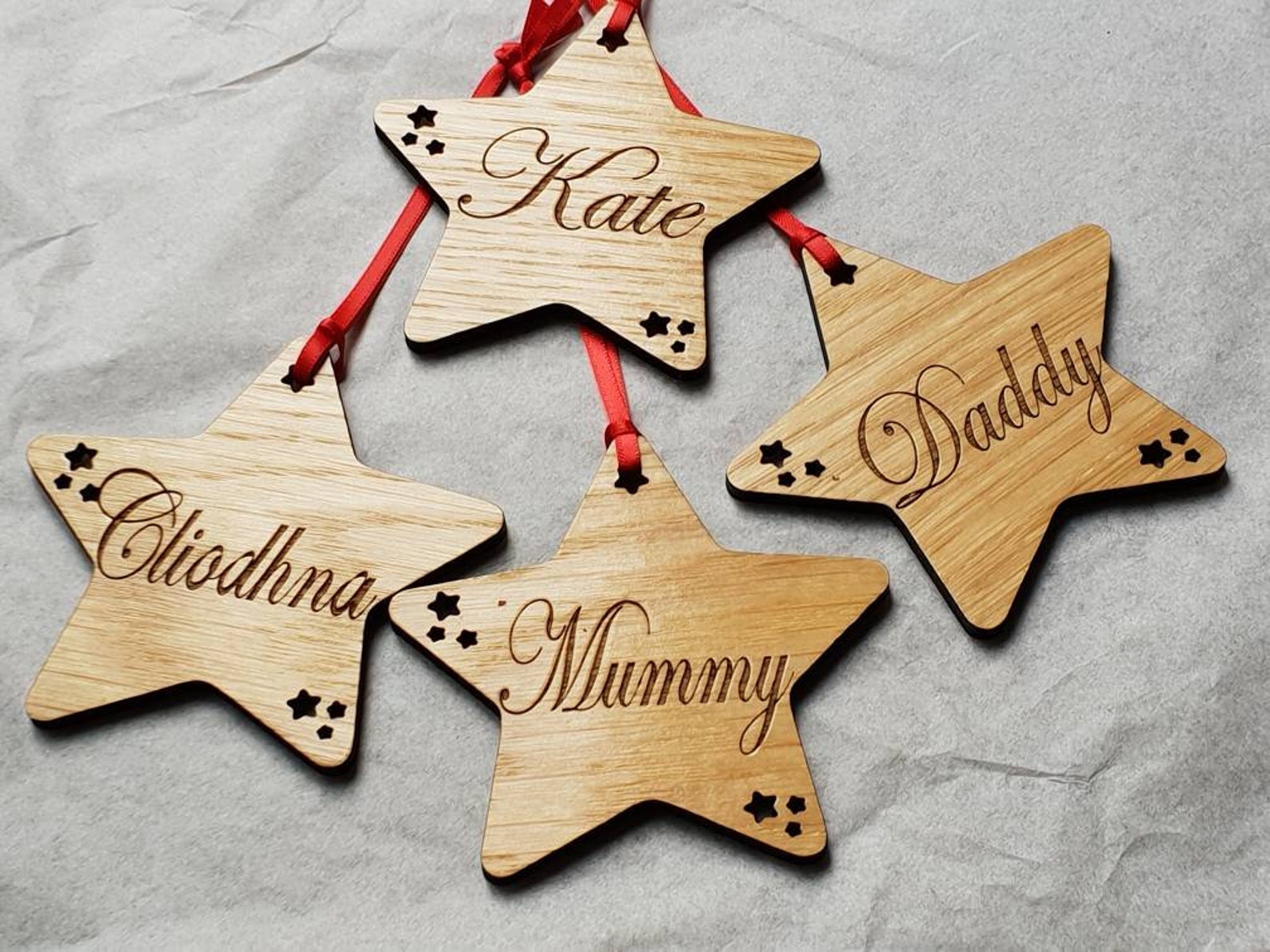 Personalised Wooden Christmas Tree Decorations - Etsy UK