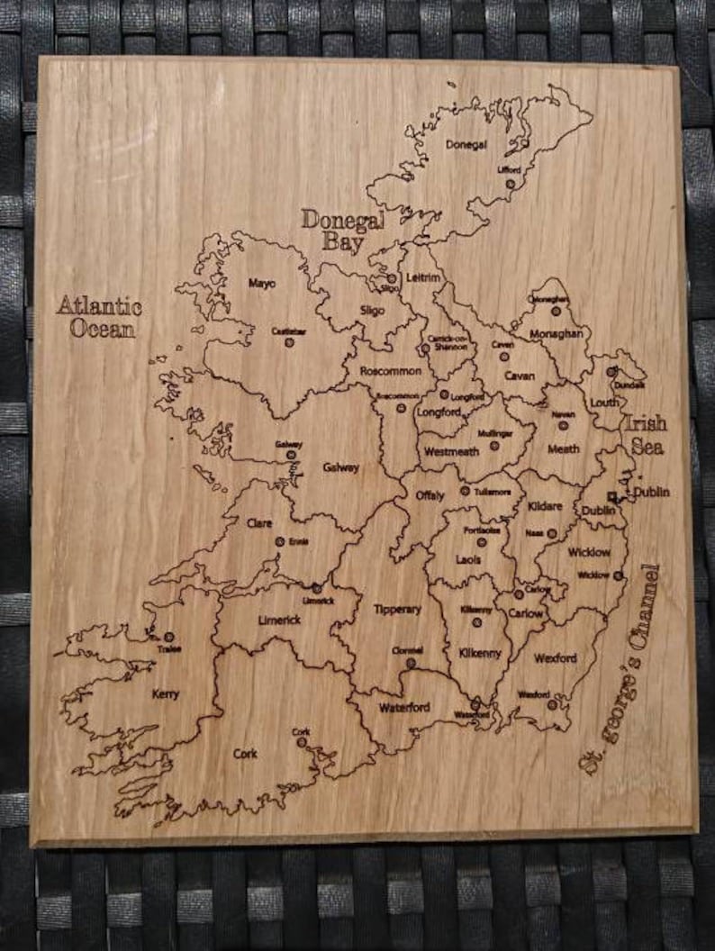 Maps laser engraved onto Solid Oak. | Etsy
