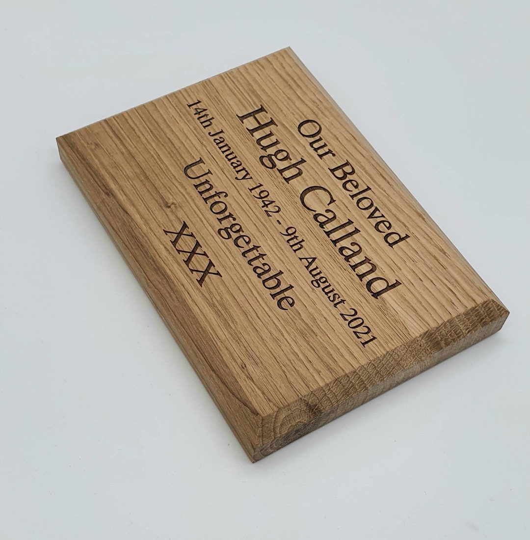 Personalised Engraved Oak Plaque: Custom Memorial, Wall Sign, or Name ...
