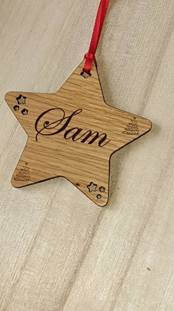 Personalised Wooden Christmas Tree Decorations - Etsy UK