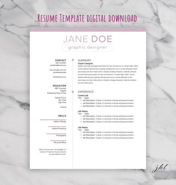 Creative Resume Template MS Word | Etsy