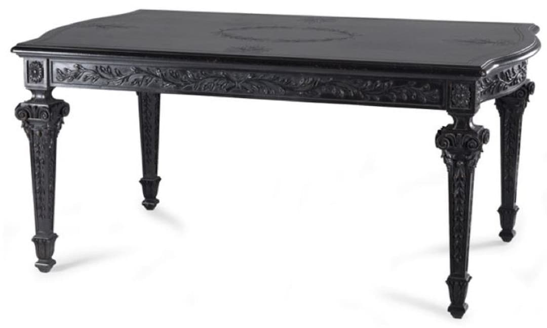 Casa Padrino Luxury Baroque Dining Table Black Rectangular Solid Wood ...