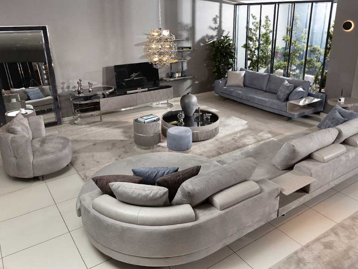 Casa Padrino Luxury Corner Sofa Grey / Silver 430 X 100 X H. 65 Cm ...