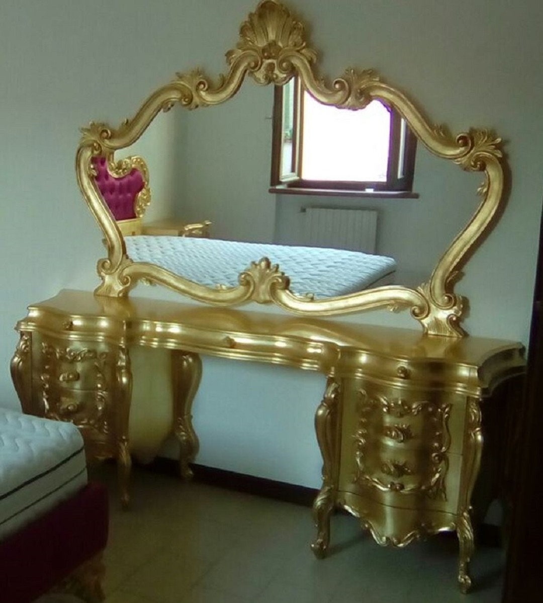 Casa Padrino Luxury Baroque Bedroom Set Gold 1 Baroque Dressing Table ...