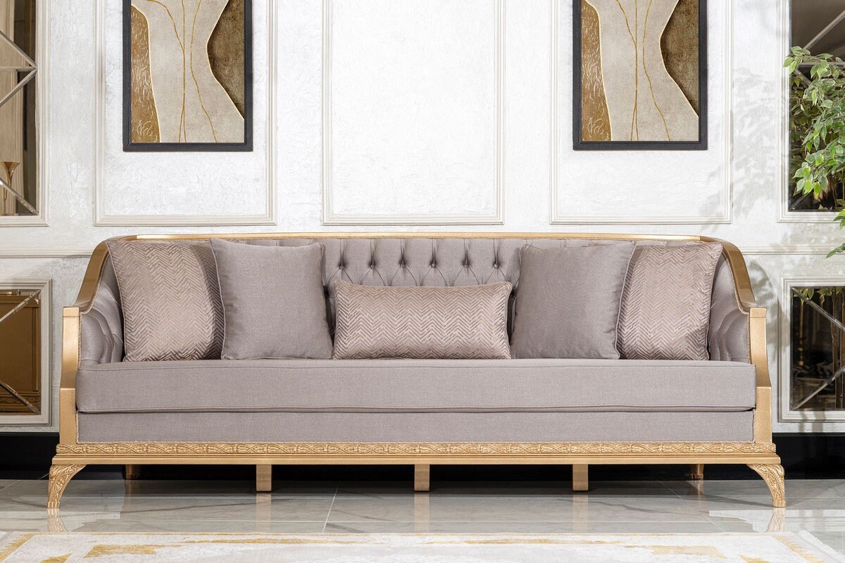 Casa Padrino Luxury Baroque Living Room Sofa Gray / Gold - Handcrafted ...