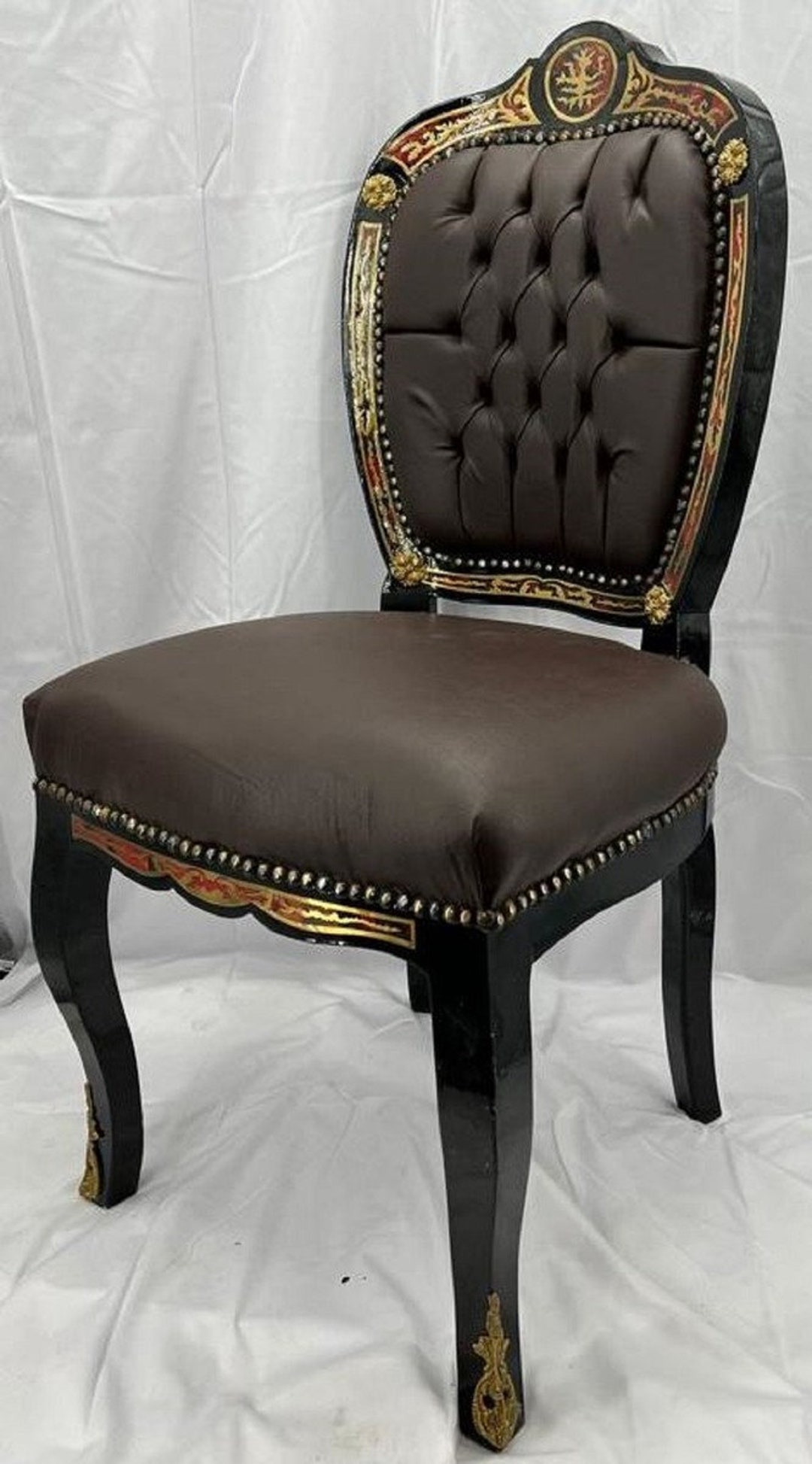 Casa Padrino Baroque Boulle Dining Room Chair Brown / Black / Red ...