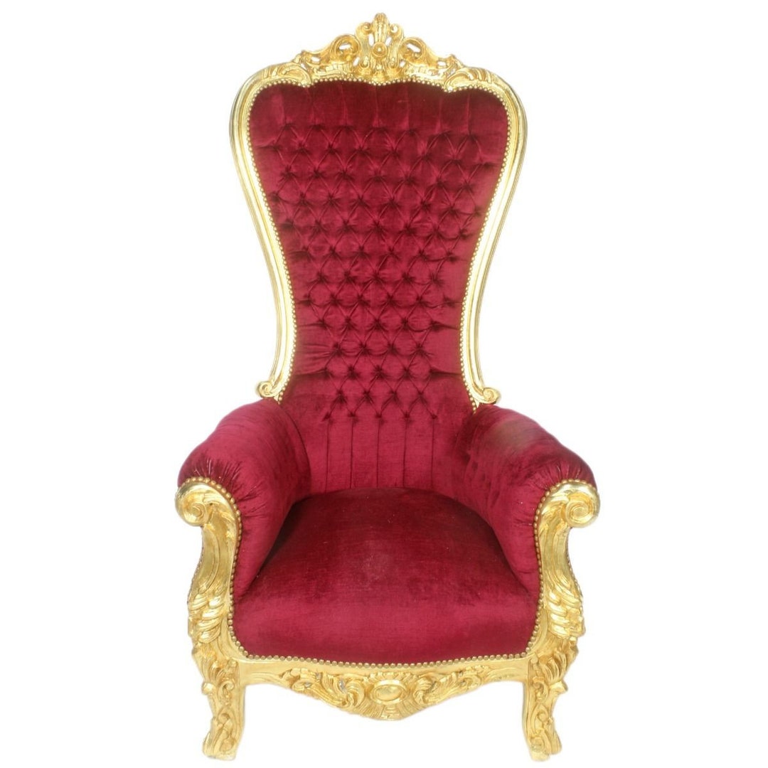 Casa Padrino Baroque Throne Armchair Majestic Bordeaux Pattern / Gold ...