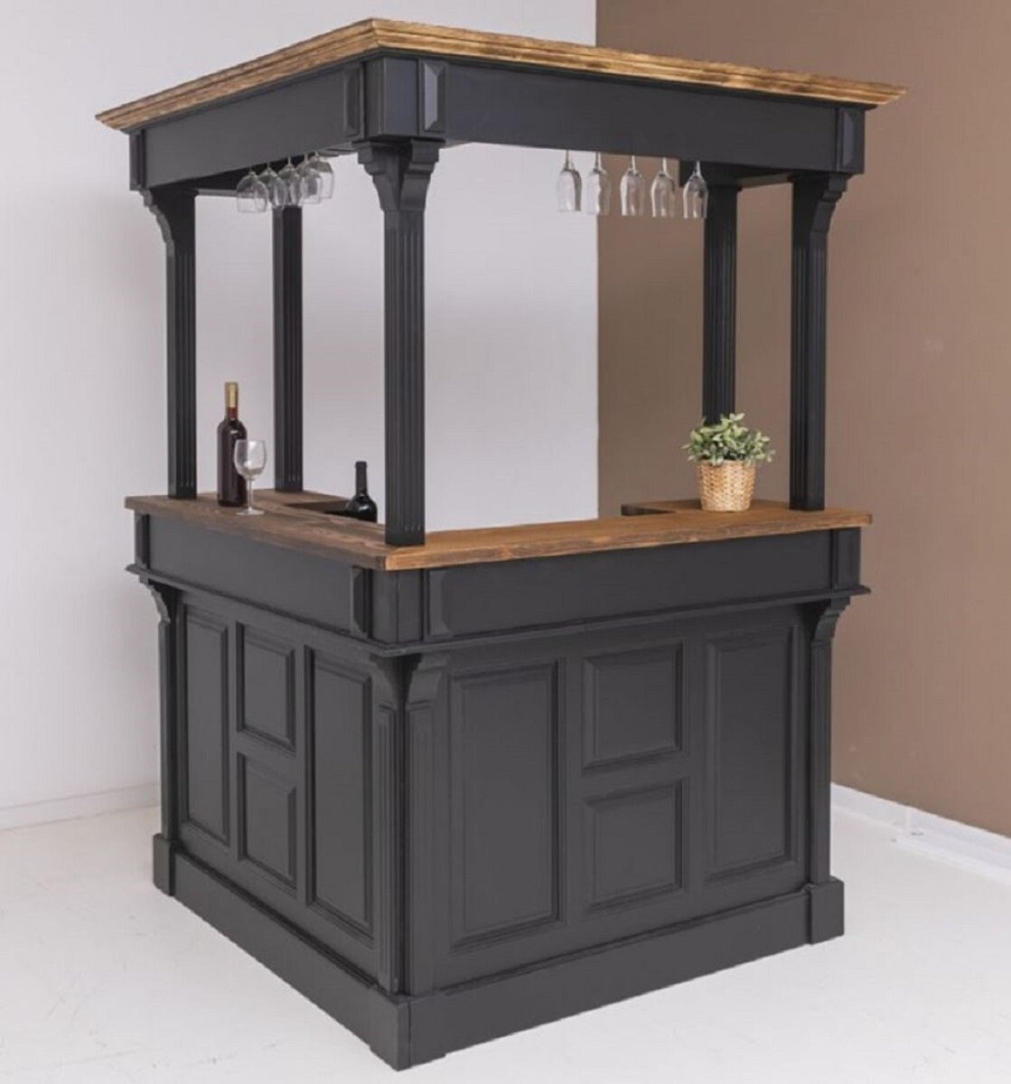 Country Style Bar Counter Black / Dark Brown 148 X 148 X H. 210 Cm ...
