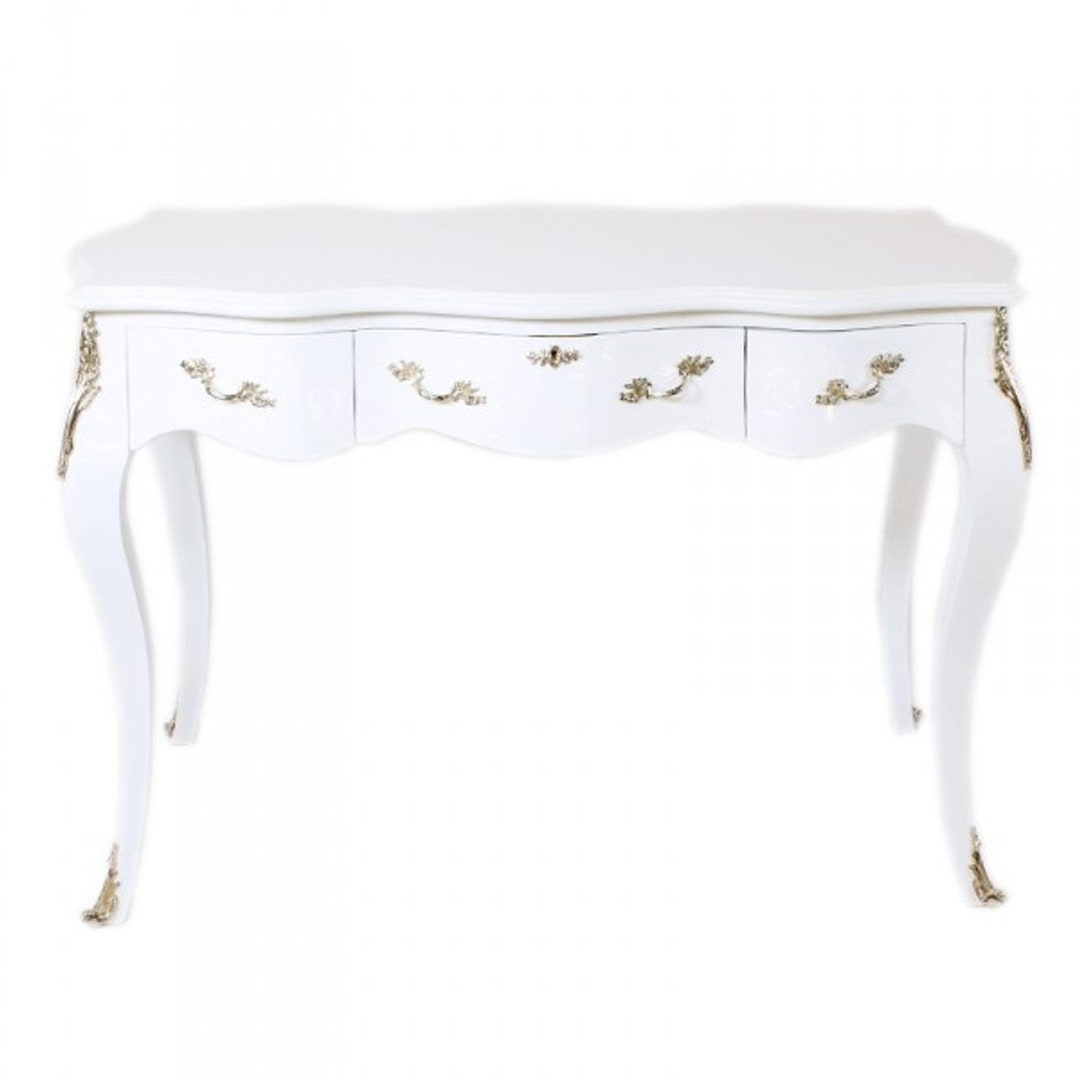 Casa Padrino Baroque Desk Secretary / Console White / Silver 120 X 60 X ...