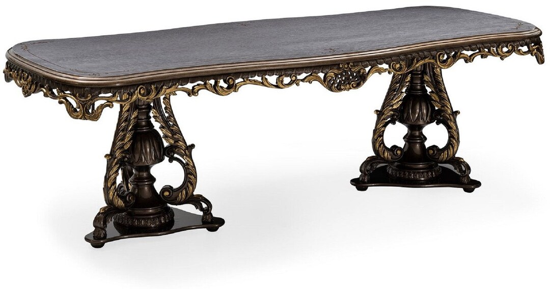 Casa Padrino Luxury Baroque Dining Table Gray / Brown / Gold ...
