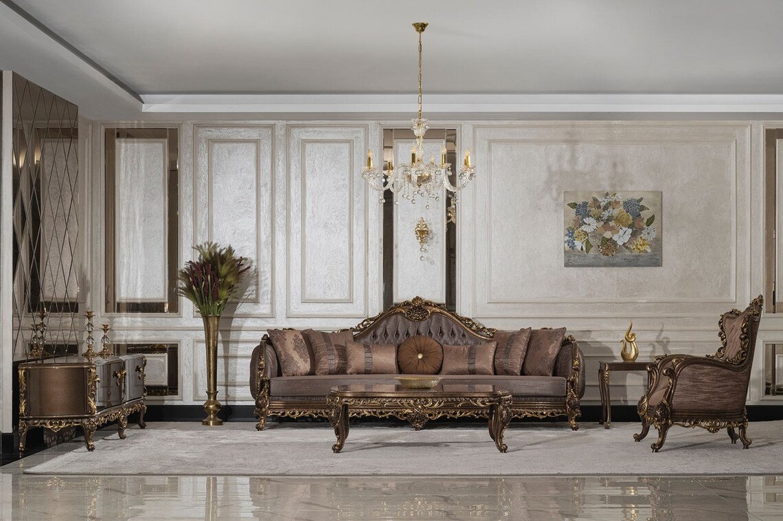 Casa Padrino Luxury Baroque Living Room Sofa Gray / Brown / Gold ...