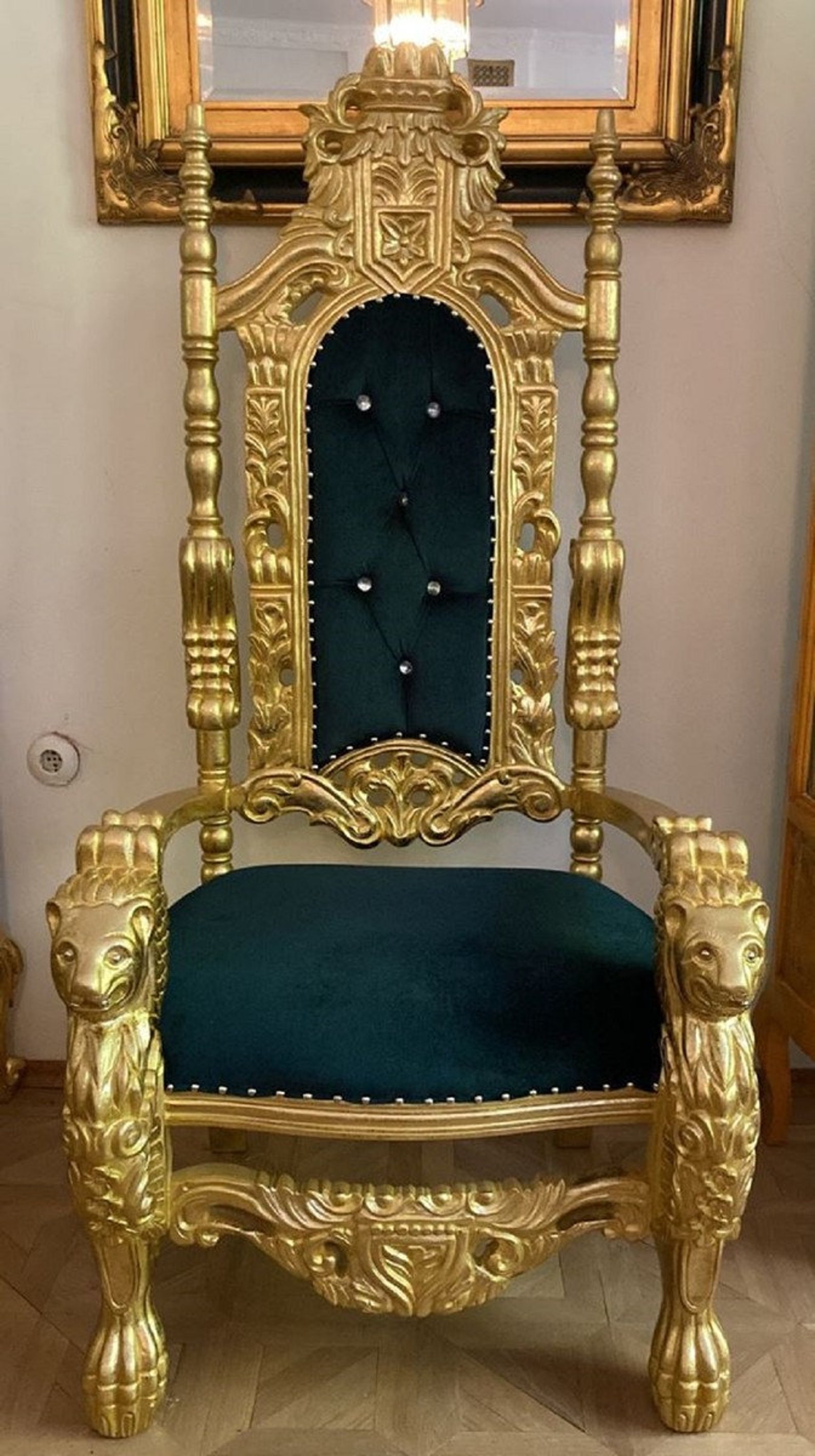 Casa Padrino Luxury Baroque Throne Armchair Dark Blue / Gold ...