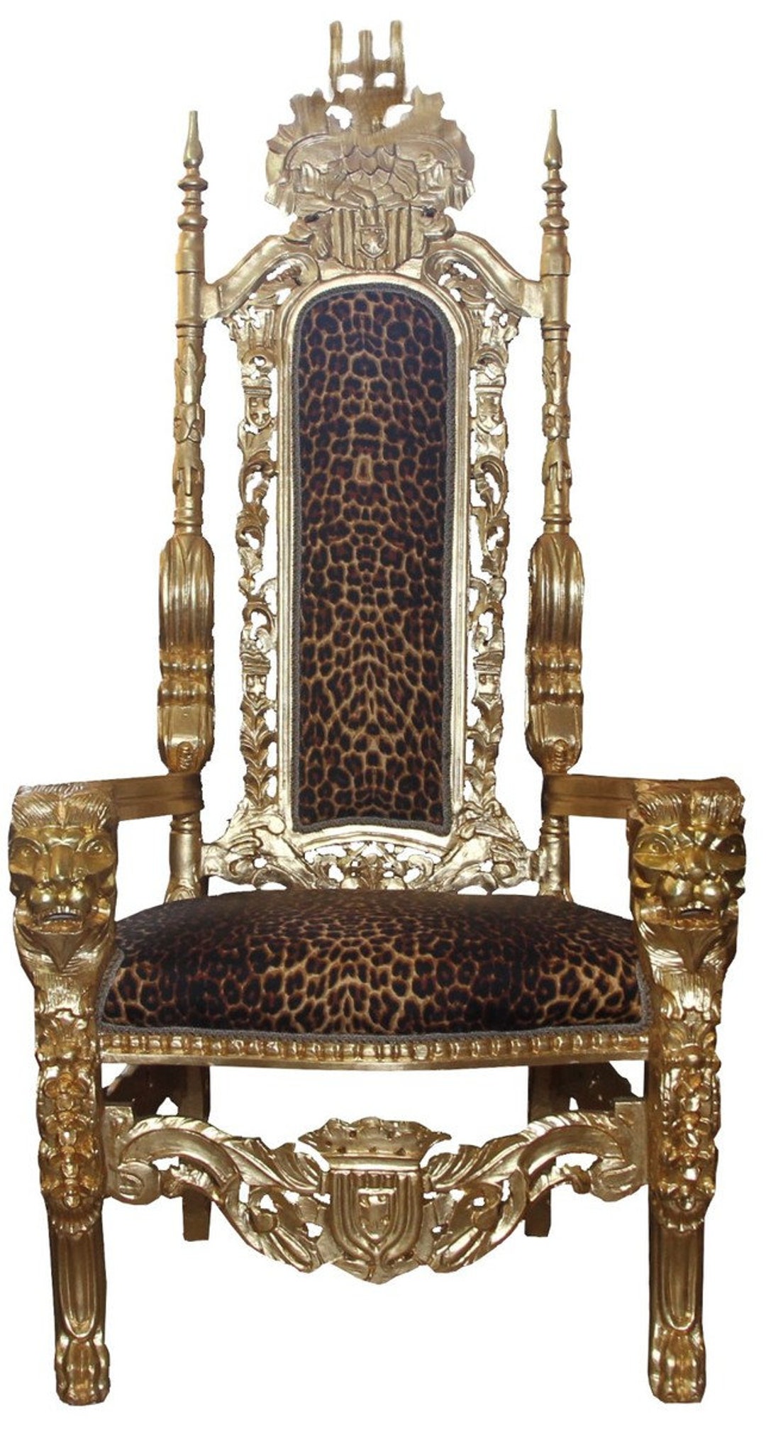 Casa Padrino Baroque Throne Armchair Gold / Leopard Royal Armchair ...