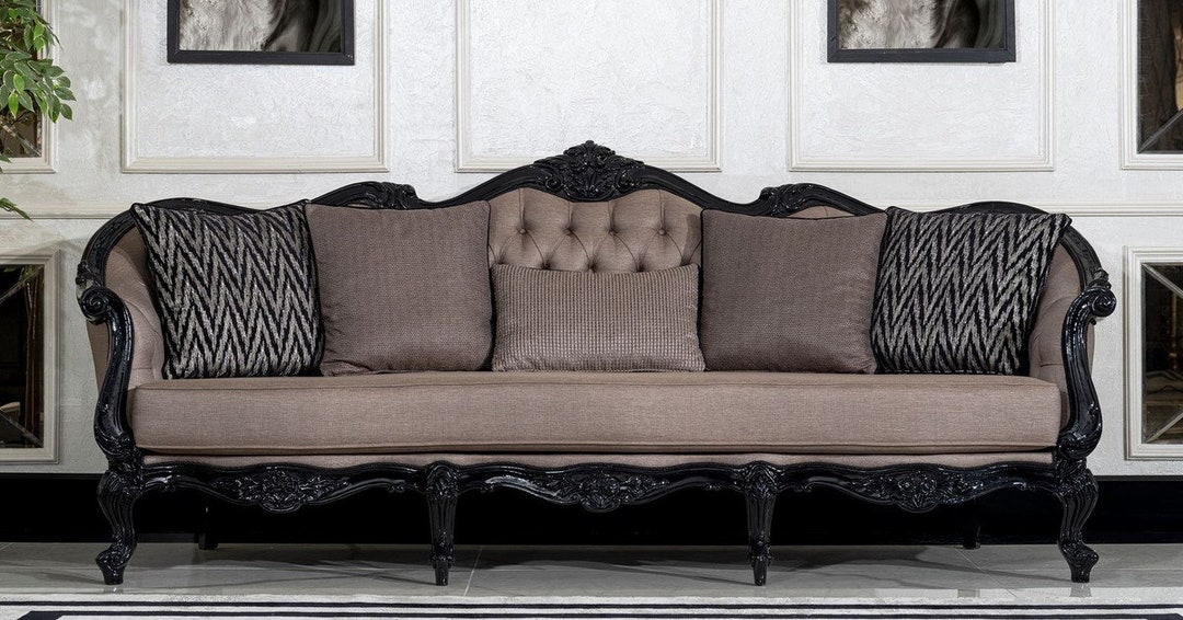 Casa Padrino Luxury Baroque Living Room Sofa Gray / Black - Magnificent ...