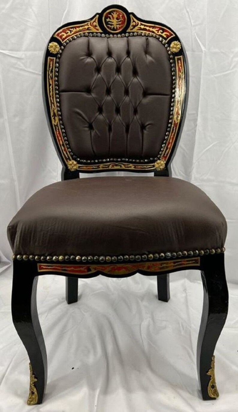 Casa Padrino Baroque Boulle Dining Room Chair Brown / Black / Red ...