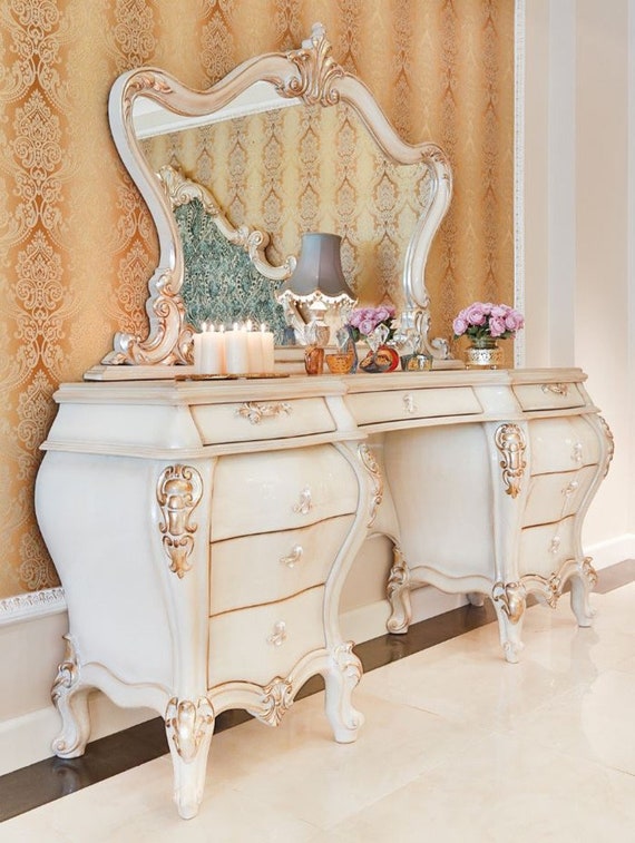 Casa Padrino Luxury Baroque Bedroom Set White Cream Gold 1 Dressing Table 1 Etsy
