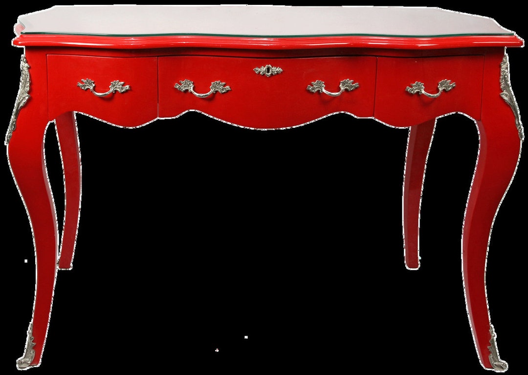 Casa Padrino Baroque Desk Secretary / Console Red With Glass Top 120 X ...