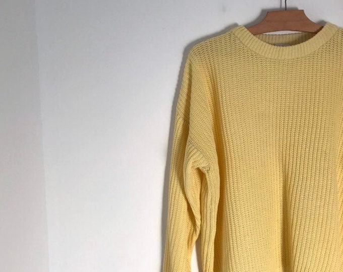 Vintage Pastel Yellow Knit Chunky Pull Over Sweater With - Etsy