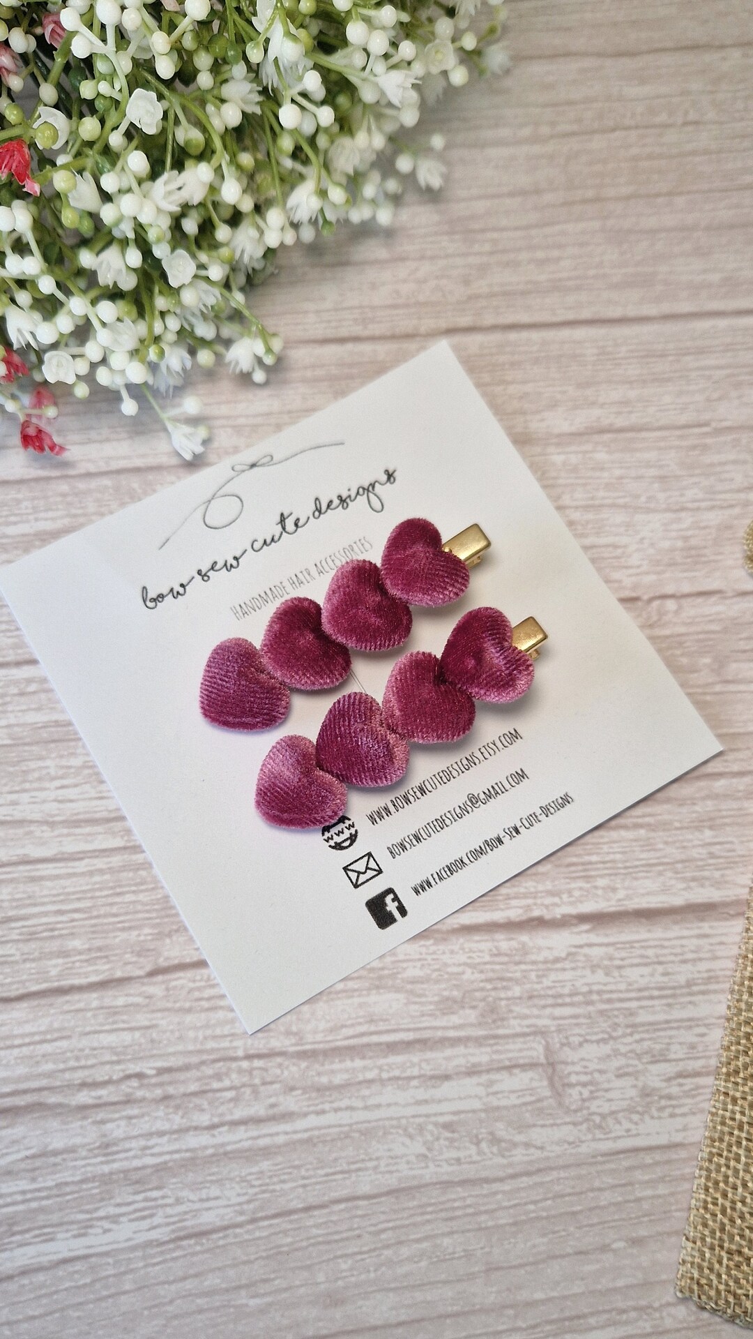 Rose Pink Heart Hair Clips, Small Hair Bow Set, Girls Hair Bow Gift Set ...