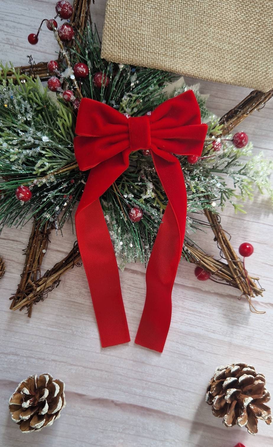 Red Long Tail Velvet Ribbon Bow Adult Hair Accessories - Etsy