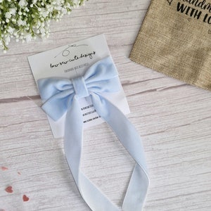 Baby Blue Velvet Ribbon Bow, Adult Hair Accessories, Pale Ice Blue ...