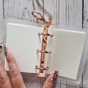 Personalised Mini Notebook in Rose Gold, Transparent 3 Ring Travel ...