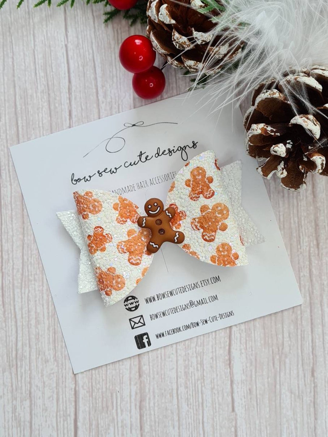 Christmas Bow, Gingerbread Man Bow, Gingerbread Man Accessories, 1st ...