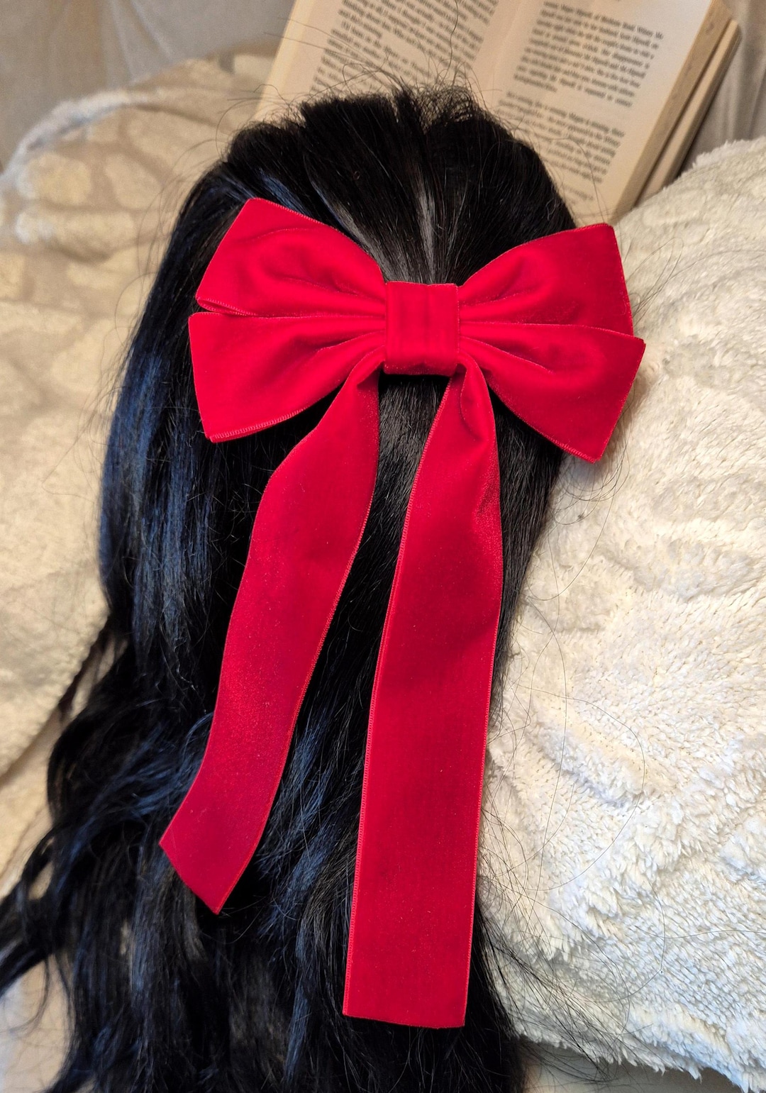 Chunky Large Red Velvet Bow, Large Red Bow Clip for Adults, Gift for ...