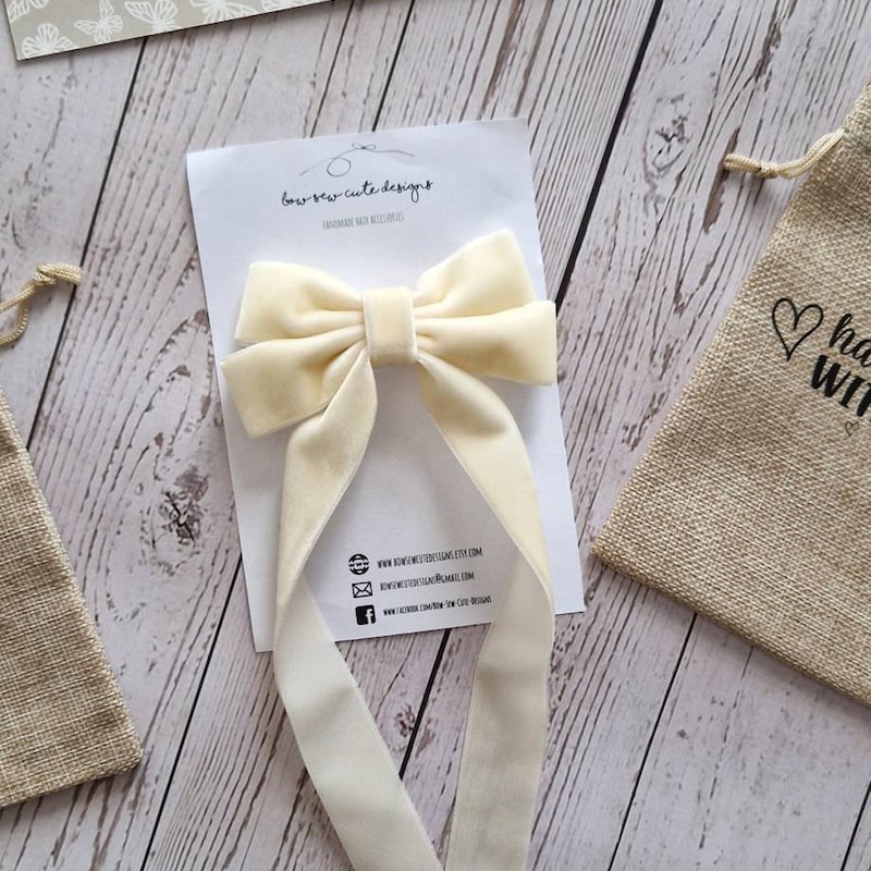 Cream Bow - Etsy