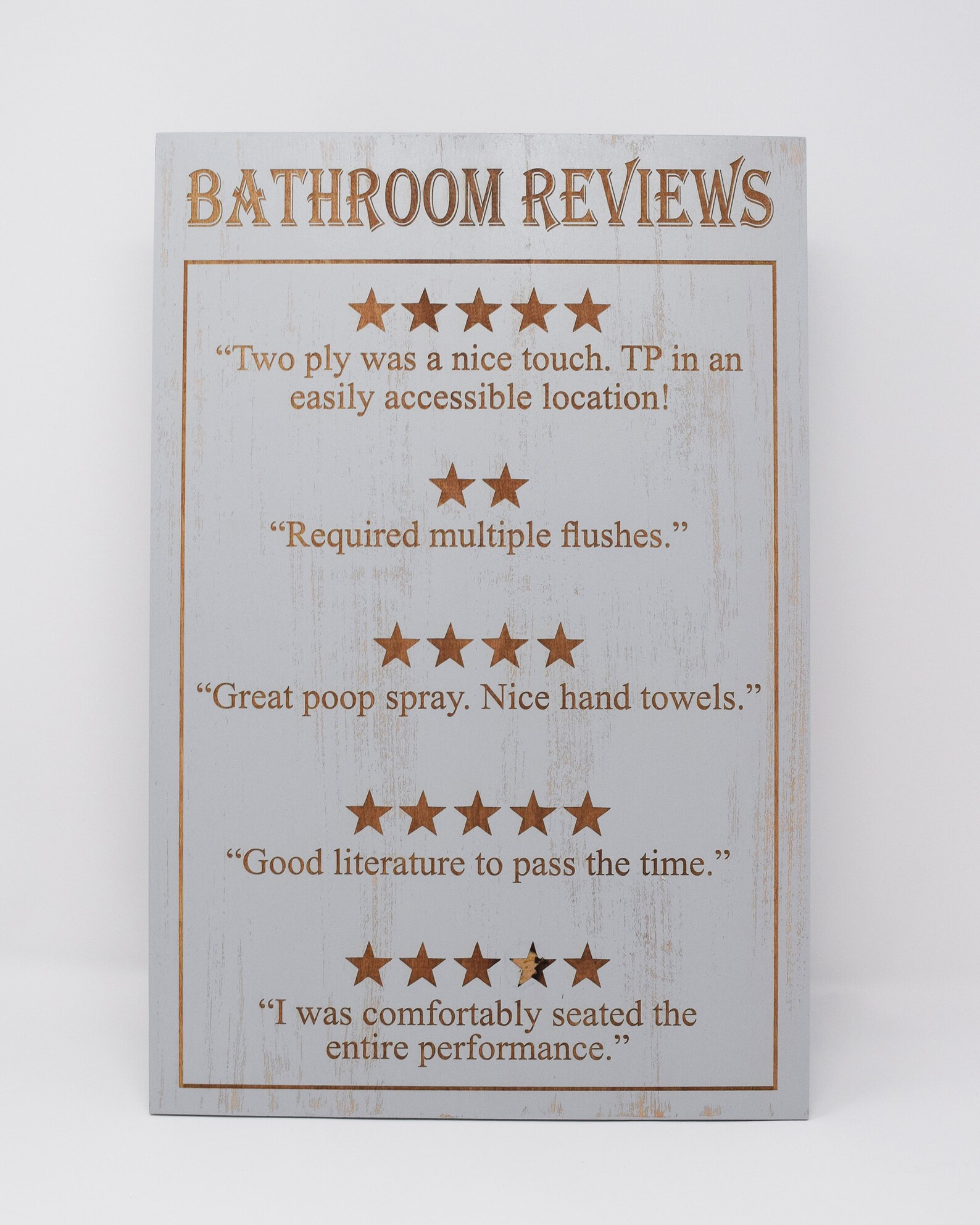 Bathroom Reviews 10x15 15x22 20x30 24x36 Engraved Wood Sign | Etsy