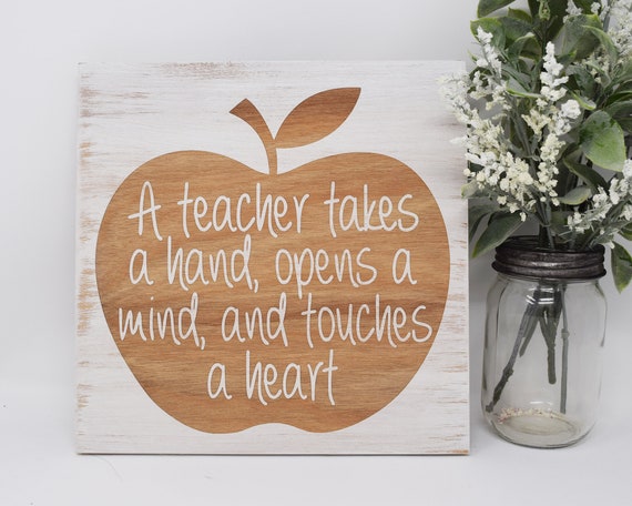 A Teacher Takes A Hand Opens a Mind and Touches A Heart 7x7 | Etsy