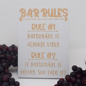 Bartender Rules Sign - Etsy