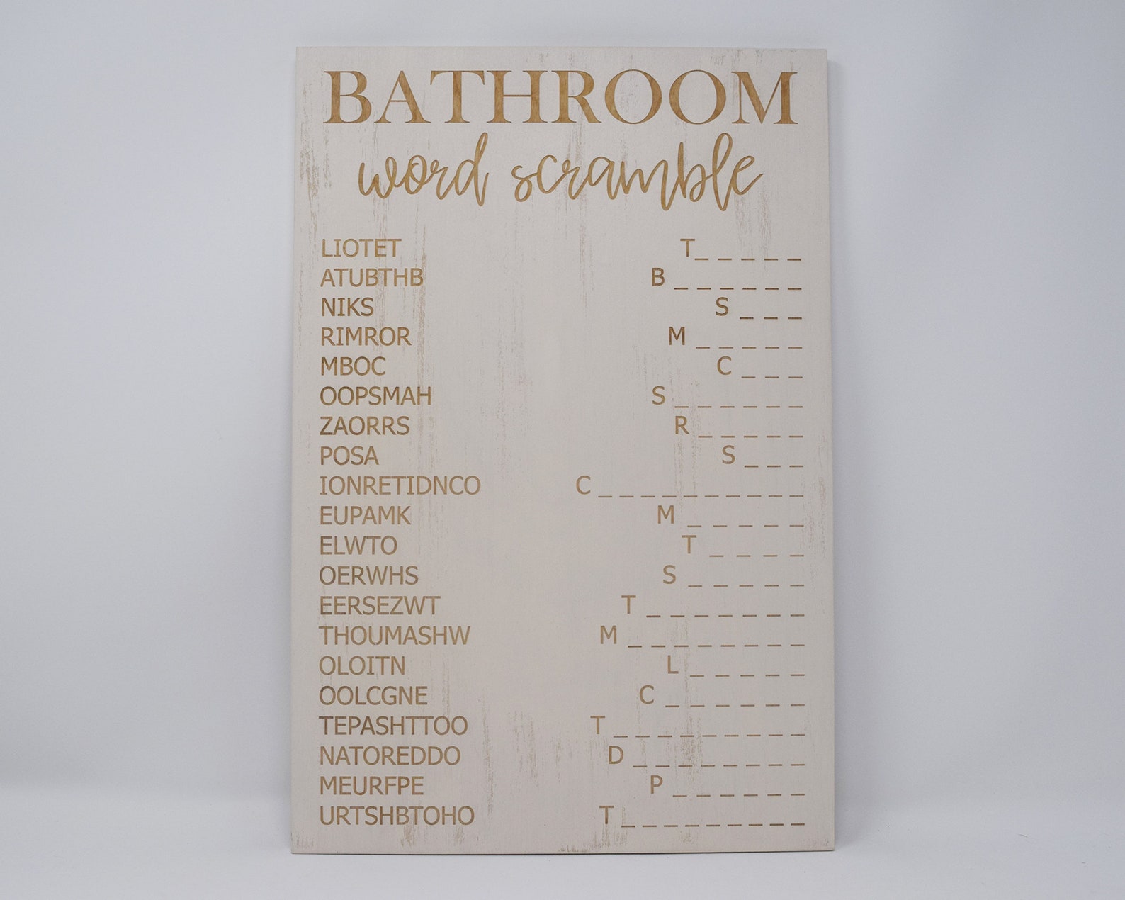 Bathroom Word Scramble 10x15, 15x22, 20x30, 24x36 Engraved Wood Sign - Etsy