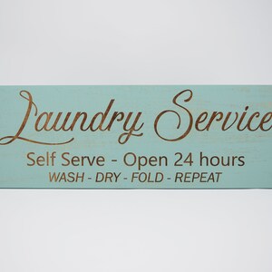 Laundry Service Wash Dry Fold Repeat 5x15, 7x21, 10x30 Engraved Wood ...