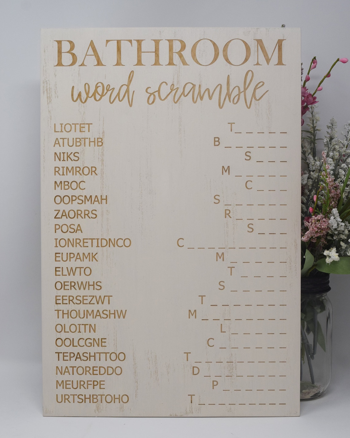 Bathroom Word Scramble 10x15 15x22 20x30 24x36 Engraved - Etsy