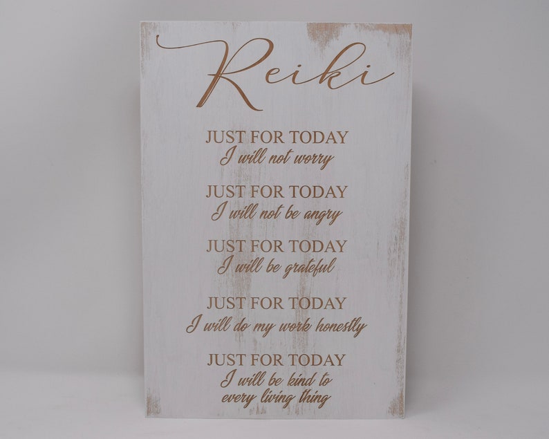 5 Principles of Reiki 8x12, 10x15, 15x22, 20x30, 24x36 Engraved Wood ...