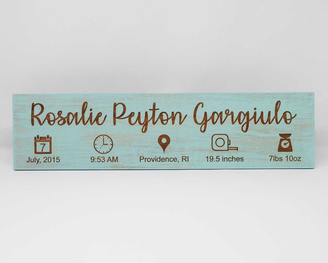 Personalized Baby Chart 5x20, 8x28, 10x36 Engraved Wood Sign - Etsy