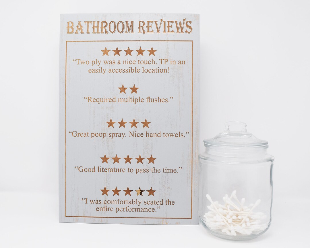 Bathroom Reviews 10x15, 15x22, 20x30, 24x36 Engraved Wood Sign - Etsy