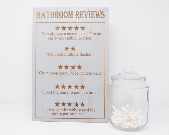 Bathroom Reviews 10x15 15x22 20x30 24x36 Engraved Wood Sign - Etsy