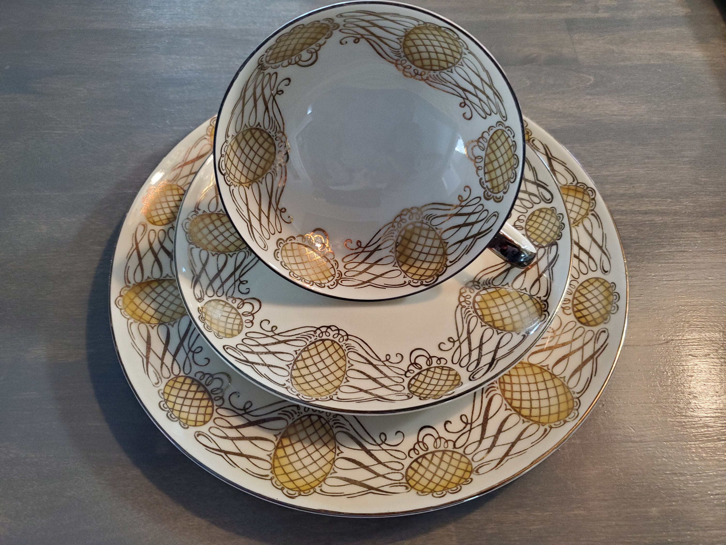 Alka Bavaria, Bone China, Tea Trio (cup, Saucer, Cake Plate), Pattern ...