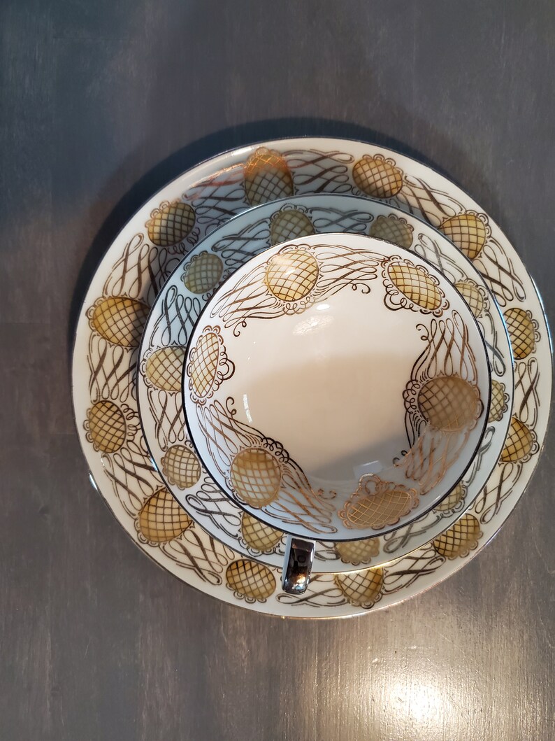 Alka Bavaria, Bone China, Tea Trio (cup, Saucer, Cake Plate), Pattern ...