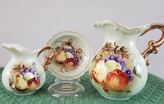Lefton China Hand Painted in a Fruit Pattern With Gold Trim | Etsy