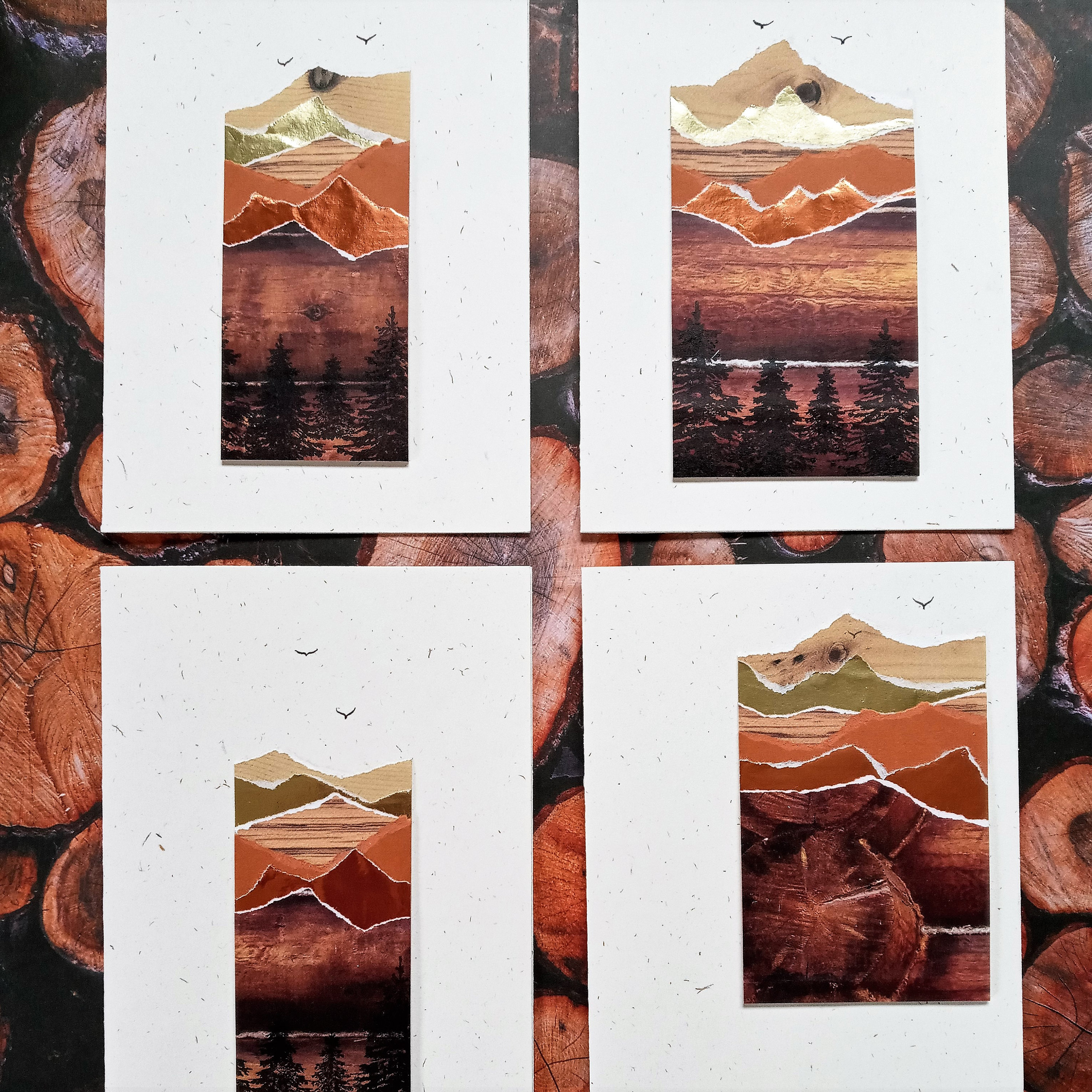 Ten Custom Color Theme Mountain Cards Wholesale Nature Handmade Small ...