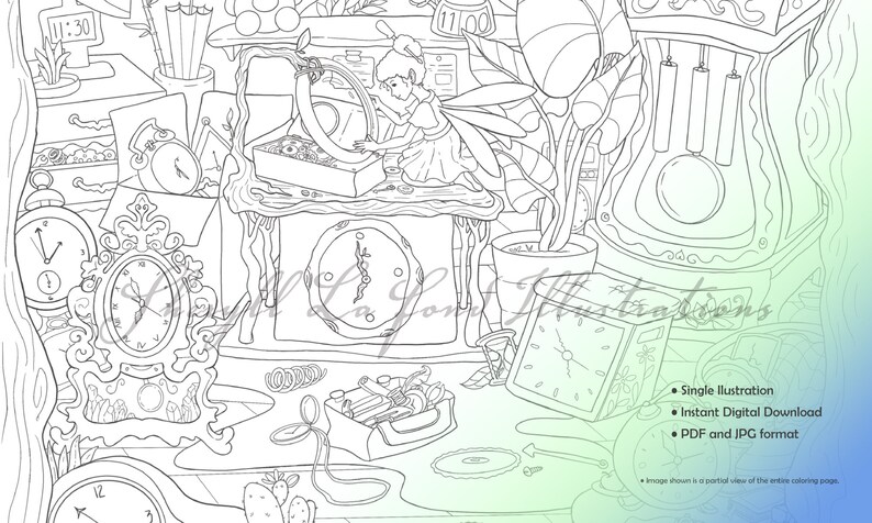 Clockwork Fairy Coloring Page Little Fantasy Collection - Etsy