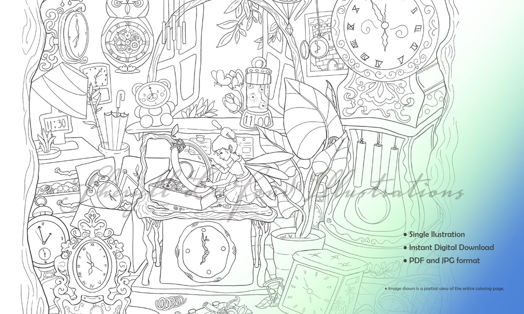Clockwork Fairy Coloring Page ( Little Fantasy Collection ) - Instant ...