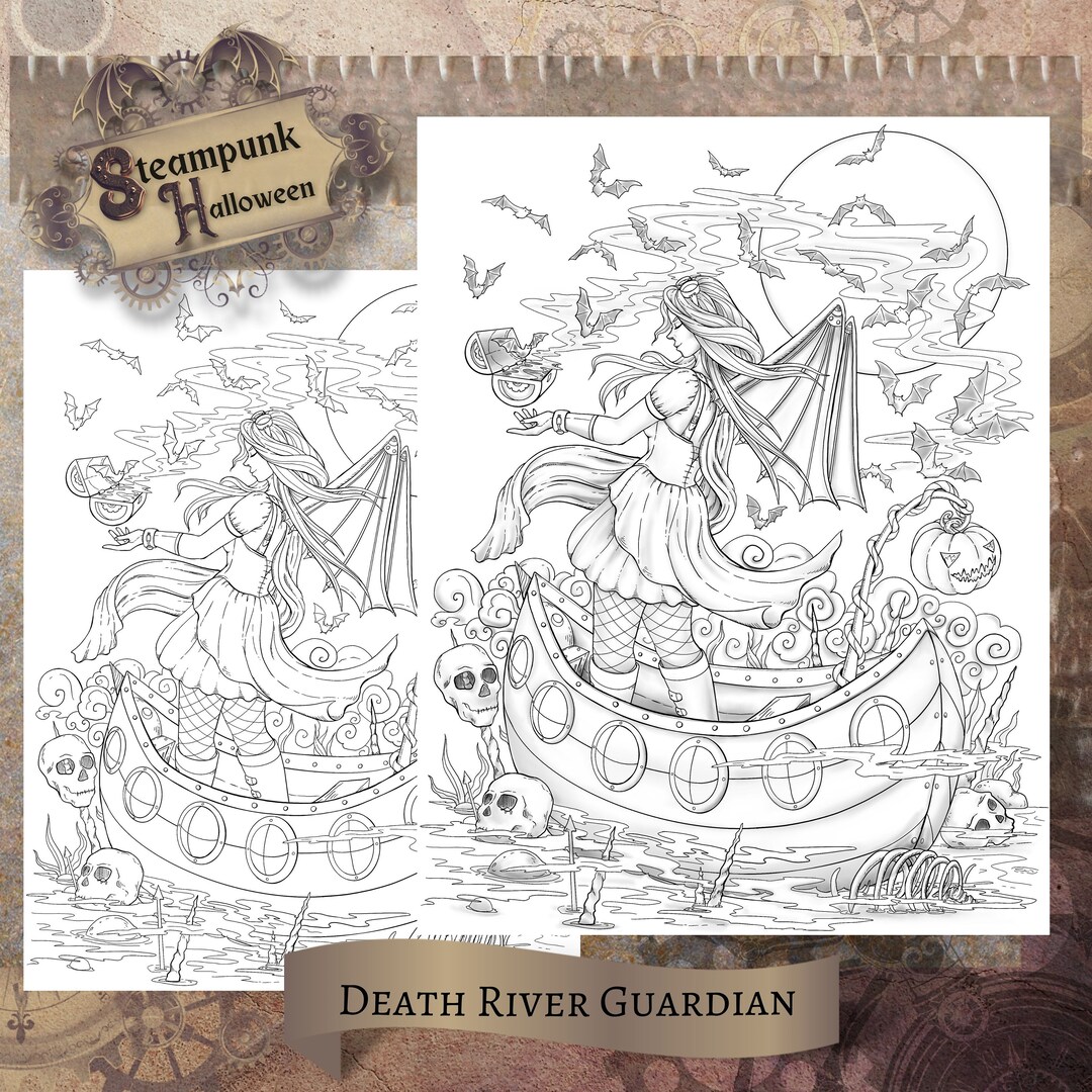 Death River Coloring Page | Steampunk Halloween 2022 | Printable | PDF ...