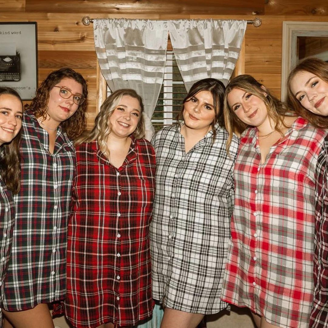 Personalized Flannel Bridesmaid Sleepshirt: Button-down Getting Ready ...