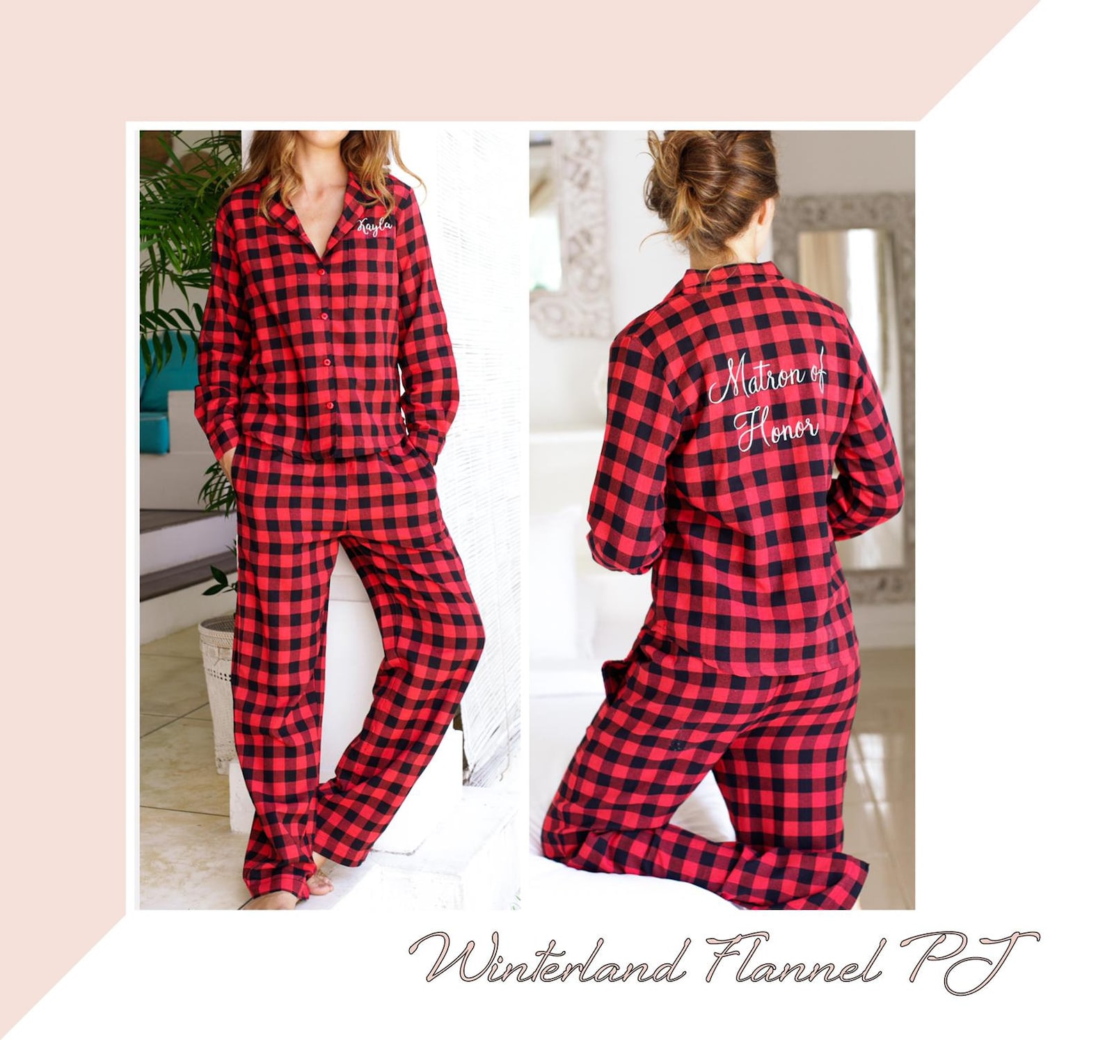 Bridesmaid Pajamas Flannel Matching Pajamas Bridesmaid Gift Bridal ...