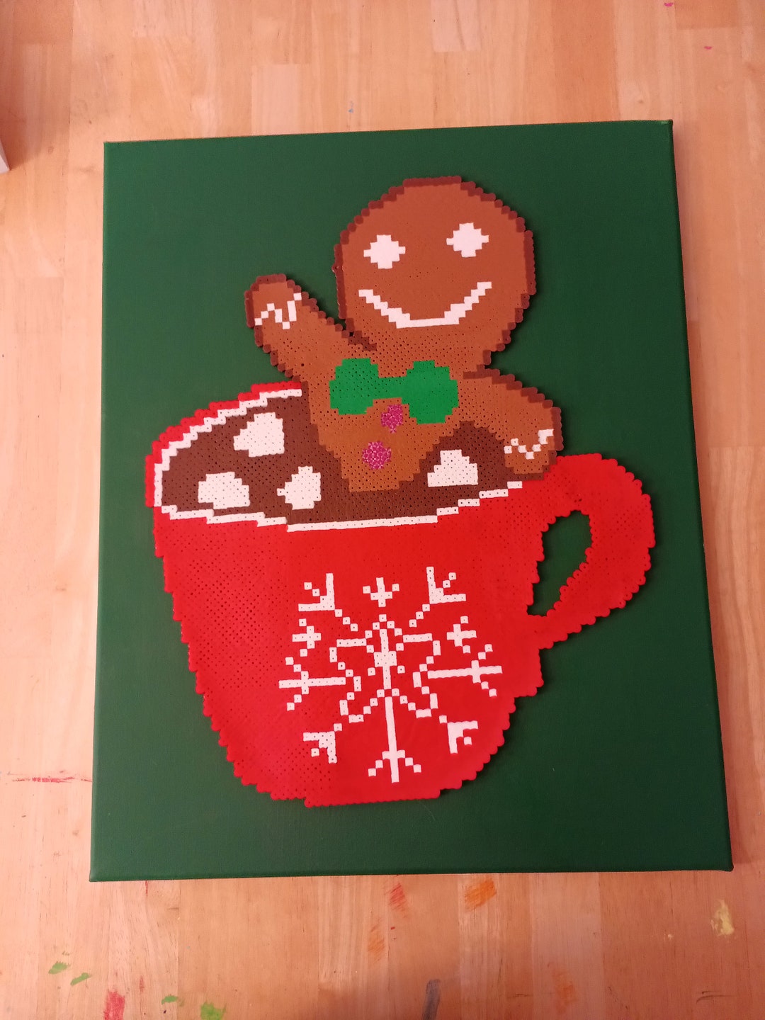 Pixelated Bead Gingerbread Man Having A Hot Cocoa Bath - Etsy