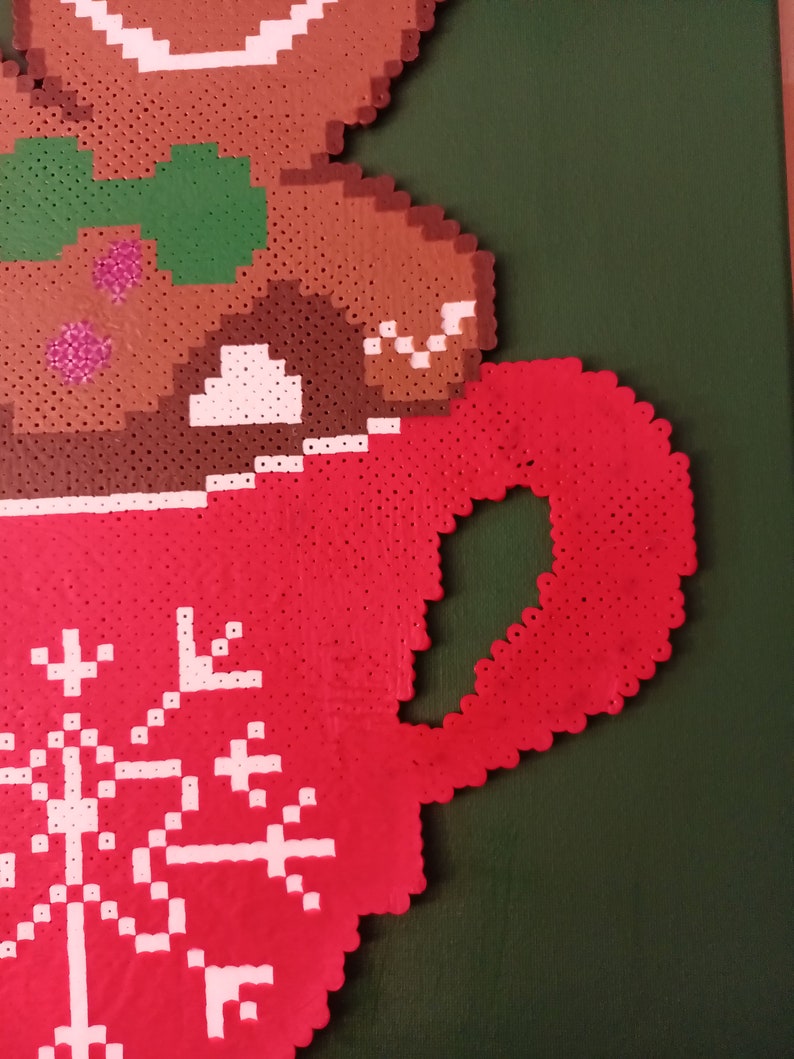 Pixelated Bead Gingerbread Man Having A Hot Cocoa Bath - Etsy